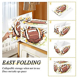 innewgogo Sketchy Football Storage Bins with Lids for Organizing Storage Basket with Handles Oxford Cloth Storage Cube Box for Car