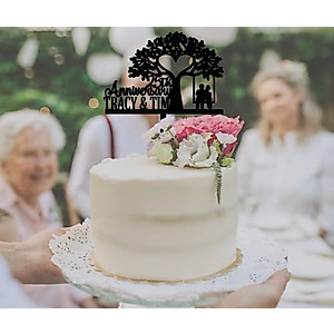 Anniversary Cake Topper- Personalized Rustic 50th cake topper, golden anniversary, 40th, 60th, 10th, 15th, 25th, Gold anniversary topper