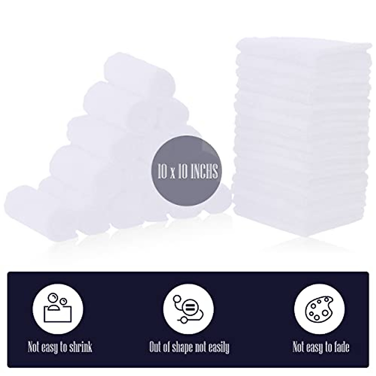 32 Pack Baby Washcloths - Luxury Coral Fleece - Extra Absorbent and Soft Wash Clothes for Newborns, Infants and Toddlers - Suitable for Sensitive Skin and New Born - Baby Shower - White, 10x10 Inch