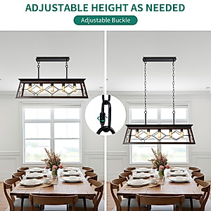 YITAHOME 5-Light Pendant Lights Island Fixture, Farmhouse Rustic Rectangular Chandelier for Dining Room, Kitchen, Living Room, Entryway, UL Listed, Bronze