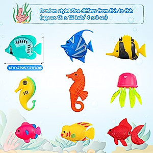 20 Pieces Artificial Moving Fishes Plastic Floating Fishes Lifelike Fish Ornament Aquarium Decorations for Fish Tank (Jellyfish and Seahorses)
