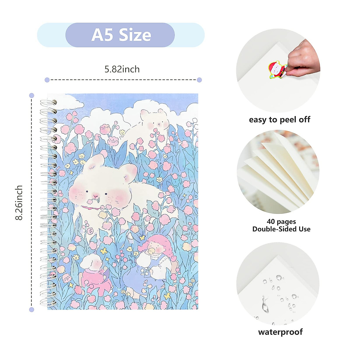 Reusable Sticker Storage Book Collecting Album Blank Stickers Organizer Book A5 Size with 40 Sheets Blank Release Paper for Stickers Holder Collection (BLUE-2)