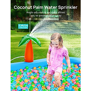 Kiddie Pool,Evajoy Inflatable Play Center Kiddie Pool with Slide, Wading Lounge Kids Pool, Coconut Palm Sprinkler, Ball Toss Game for Toddler, Kid Children, Garden Backyard Water Park, 95''x75''x40''