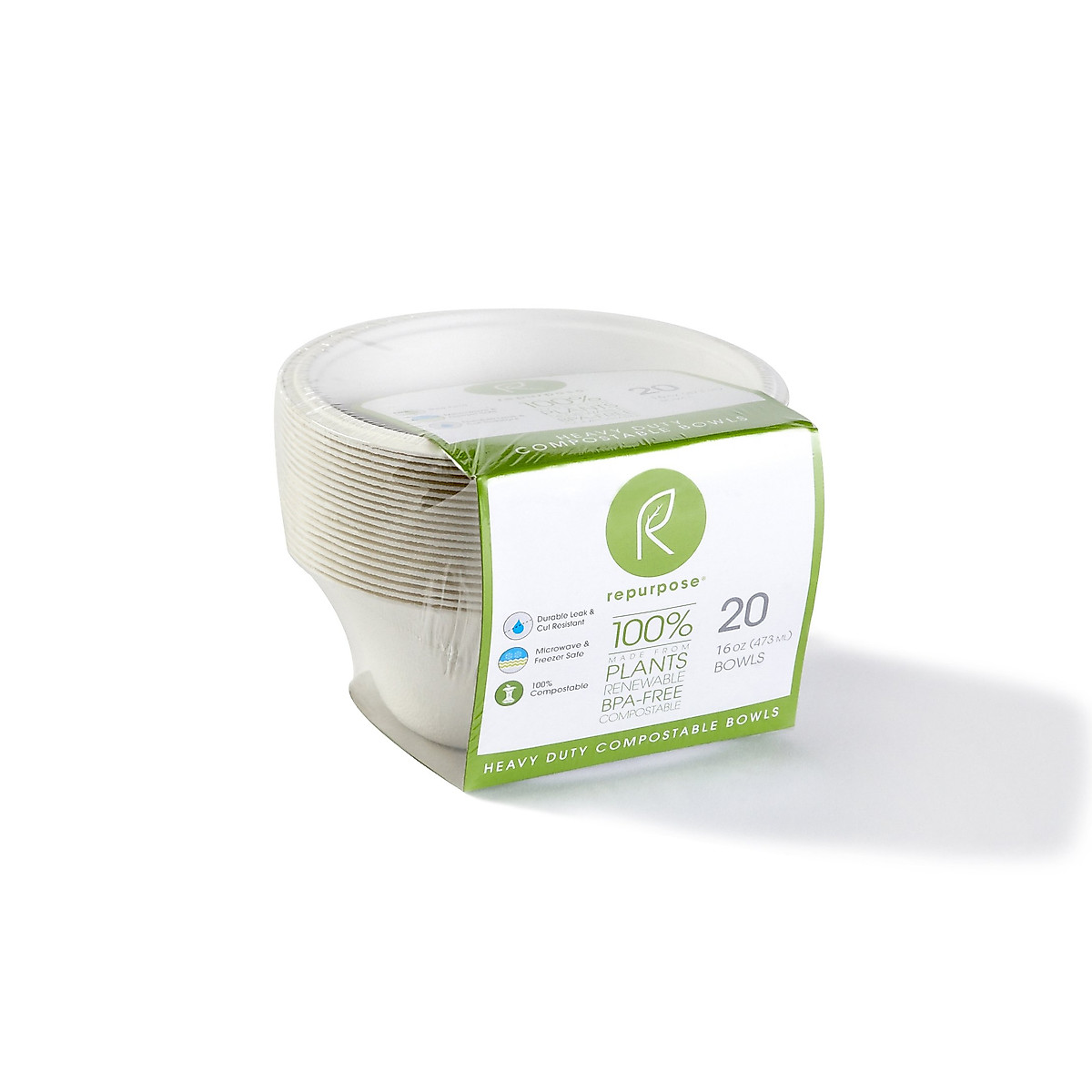 Repurpose 100% Compostable Eco-Friendly Tree Free Paper Bowls, 20 Count