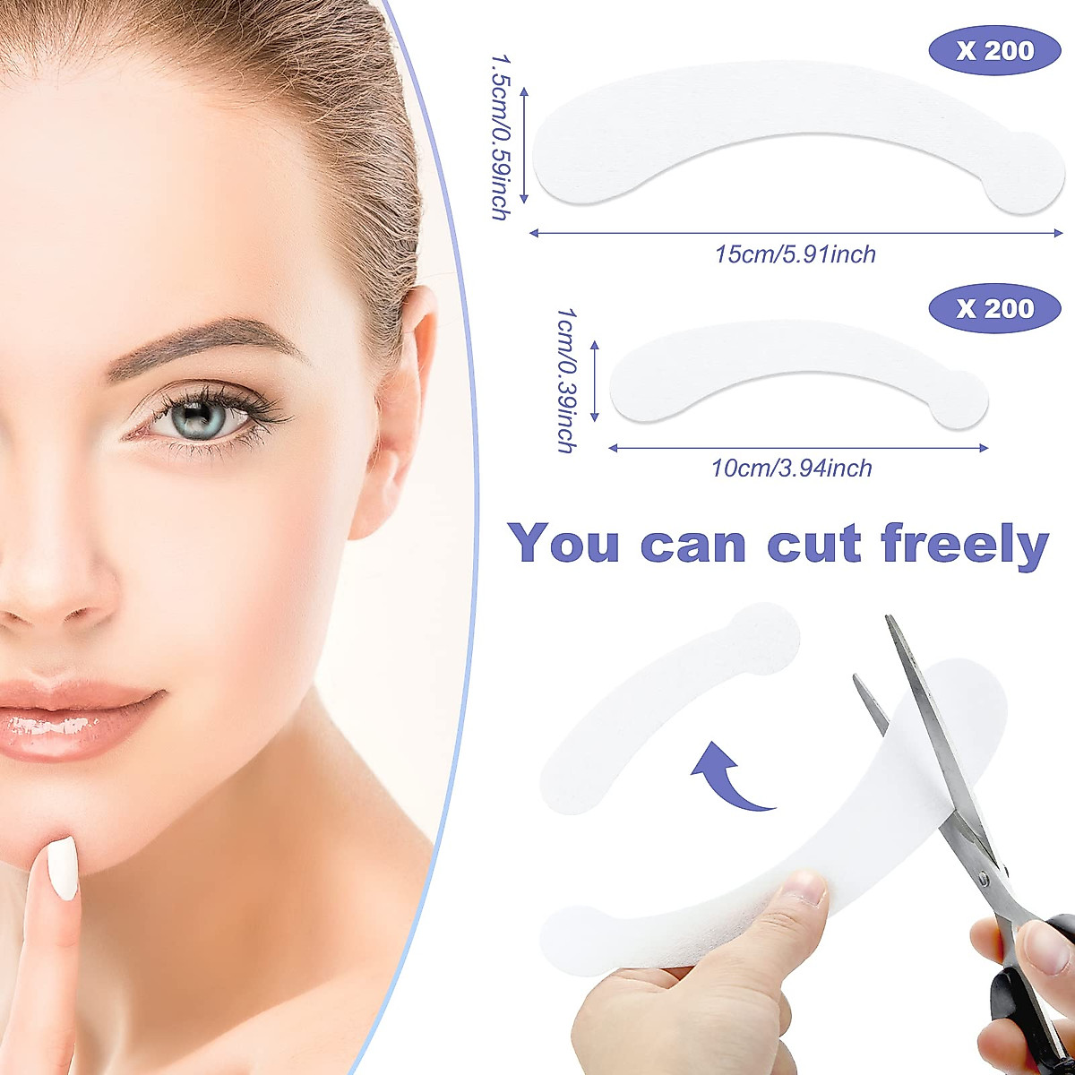 400 Pieces Facial Hair Removal Kit - Wax Strips for Eyebrows, Lips, Face for Women, Men - Home and Travel Use