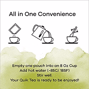 QuikTea Lemongrass Chai Tea Latte - 10 Count Single Box - All Natural Preservative Free Authentic Chai from Assam