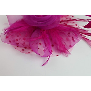 Fascinator Kentucky Hat for Women Tea Party Wedding.Church Derby Headband, 1920s Fascinator Hat with Clip-Hot Pink-01