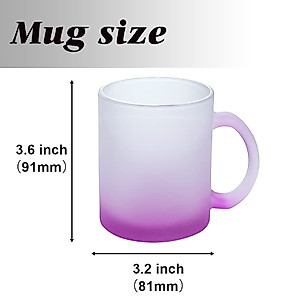 MR.R 11oz Set of 6 Sublimation Blanks Frosted Purple Glass Mug,Coffee Mugs with Handle for Heat Thermal Coating Transfer
