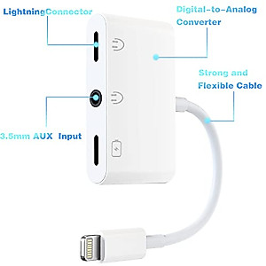 Steepower iPhone Headphone Jack Adapter, 3in1 Lighting to 3.5 mm Headphone Jack Adapter,Lighting Audio & Charging Adapter Compatible with iPhone 14/13/12/11/X/8/8plus/7/7plus/iPad-Support iOS 16