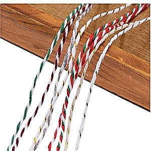 Twine String,328 Feet Christmas Twines White Gold Rope Bakers String Rope Craft Making Knitting Butchers Twine DIY packing, room decoration(White and gold)