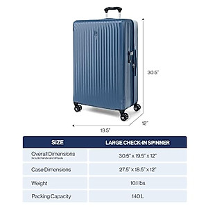 Travelpro Maxlite Air Hardside Expandable Checked Luggage, 8 Spinner Wheels, Lightweight Hard Shell Polycarbonate Suitcase, Metallic Silver, Checked Large 28-Inch