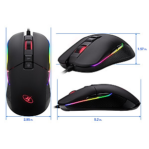 Rosewill Ergonomic Computer Laptop Gaming Mouse, 5 Levels up to 4000 DPI w/ Advanced Optical Sensor, 7 LED Backlit Colors - RGM-400