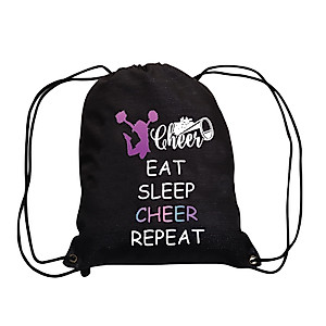 JYTAPP Cheer Drawstring Bag for Cheerleading Gifts Eat Sleep Cheer Gym Bag Cheer Team Gifts Cheerleading Practice Bag for Cheerleaders (black)