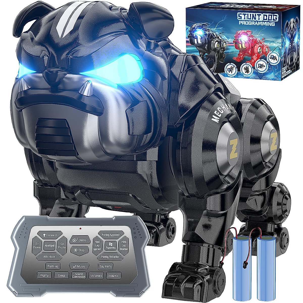 Blkont Remote Control Robot Dog Toys for Boys, Rechargeable Programmable Stunt Robot Dog with Singing, Dancing and Touch Functions for Boys Ages 3 4 5 6 7 8 9+ Birthday, Black