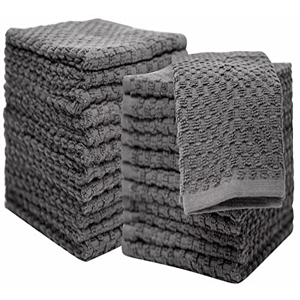 Pleasant Home Washcloths Set - (12” x 12”, 12 Pack) – 550 GSM- 100% Ring Spun Cotton Wash Cloth - Super Soft and Highly Absorbent Face Towels (Grey, Honeycomb Design)