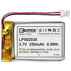 EEMB Lithium Polymer Battery 3.7V 250mAh 502030 Lipo Rechargeable Battery Pack with Wire JST 2.0mm Connector for VXI Blue Parrott- Confirm Device & Connector Polarity Before Purchase