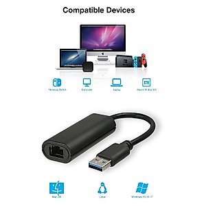 HomeSpot Bundle Bluetooth Audio Transmitter Adapter with Built-in Digital Mic aptX Low Latency with Network Adapter USB 3.0 to Ethernet RJ45 Gigabit LAN for 10/100/1000 Mbps for Nintendo Switch