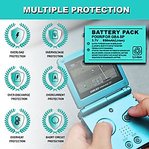 Gameboy Advance SP Battery: Gameboy SP Battery Replacement Lithium-ion Batteries - Compatible with Nintendo GBA SP Battery (3.7V 850mAh)