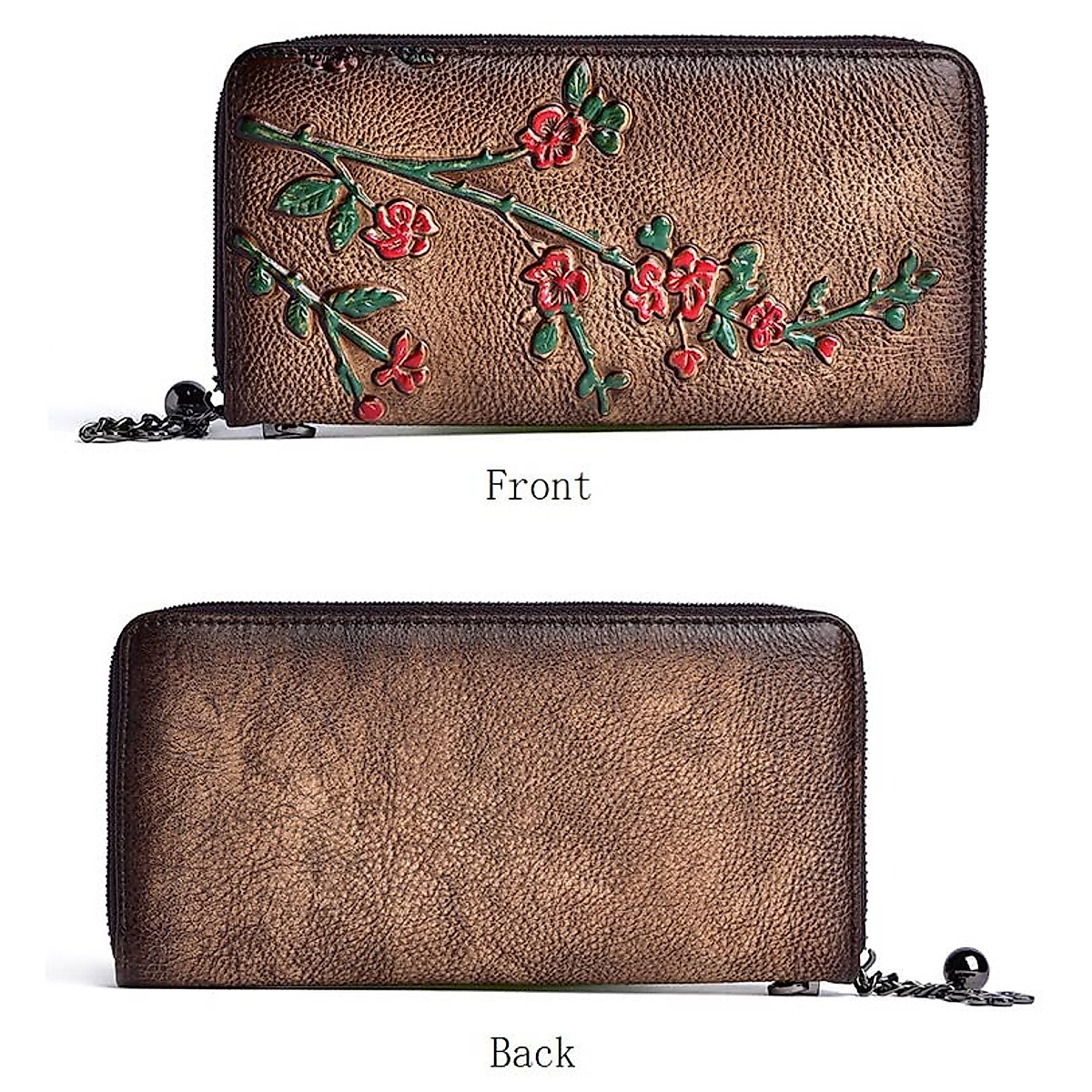 LMKIDS Retro Genuine Leather Wallets for Women Embossed Women's Purse Ladies Clutch Purse with Tassel (Style 11)