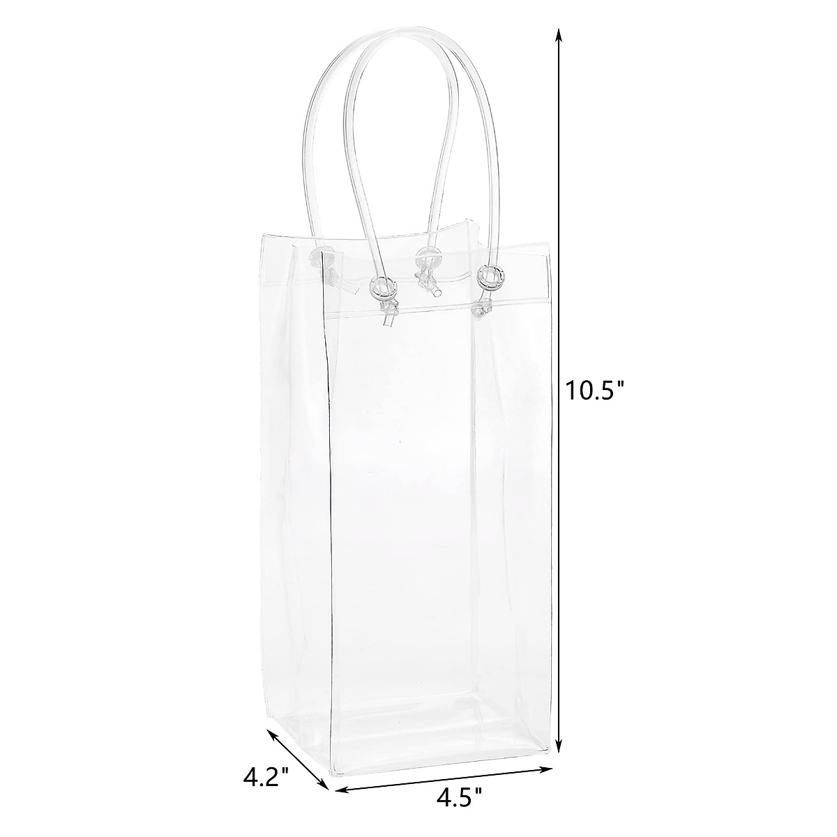 Frcctre 12 Pack Ice Wine Bag, Portable Collapsible PVC Wine Pouch Cooler Bags with Handle, Clear Wine Bottles Bag for Champagne Cold Beer White Wine Chilled Beverages