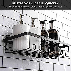 Pasotim Shower Shelf Organizer Rack(2Pack), Bathroom Accessories Basket Shelves with Hooks, Wall Mount Shower Storage