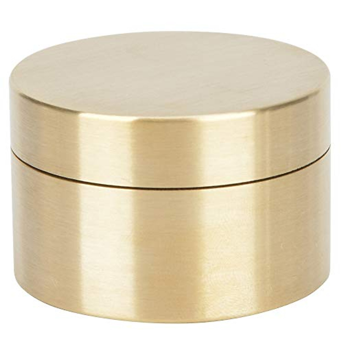Alvinlite Jewelry Box, Round Jewelry Organizer Brass Storage Container Metal Pill Container Storage Box with Lid for Ring Necklace Earrings Gold(M)