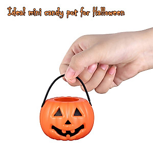 12pcs Halloween Trick Or Treat Pots Mini Witch Cauldron Pots Pumpkin Candy Bucket Novelty Candy Holder Pot with Handle Party Favors Supplies Decoration