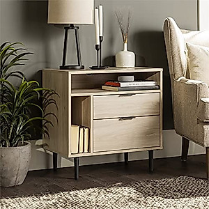 Walker Edison Modern Wood Nightstand Side Table Bedroom Storage Drawer and Shelf Bedside End Table, 25 Inch, Birch