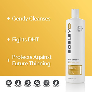 BosleyMD BosDefense Nourishing Shampoo for Light Thinning Hair (Color Safe), 33.8 fl oz.