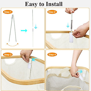 RICOJYCX 110L Collapsible Laundry Baskets with Lid, Laundry Hamper with Handle and Lid, Large Foldable Clothes Hamper with Removable Inner Bag for Clothes Toys Towels (Off White)