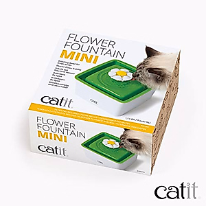 Catit 2.0 Mini Flower Drinking Fountain – Cat Water Fountain with Triple Filter and Ergonomic Drinking Options,Green