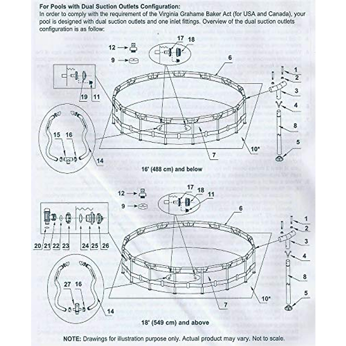 prosocool New 10184 Garden Hose Drain Plug Connector fits for Intex Hose Adapter Round Swimming Pool Drain