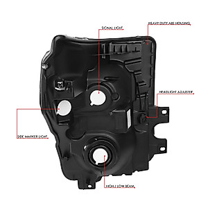 DNA MOTORING HL-OH-FSU13-CH-CL1 Chrome Housing Headlights Replacement Compatible with 11-16 F-250 / F-350 / F-450 / F-550 Super Duty