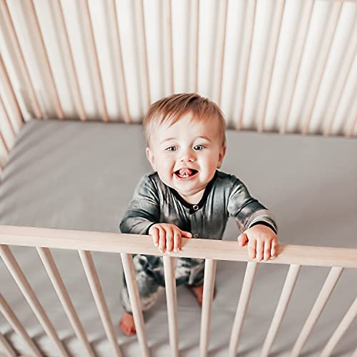 Newton Baby Organic Fitted Crib Sheets (2-Pack) - 100% Breathable and Ultra-Soft, 100% Organic Muslin Cotton, Twilight Grey + White, Fits All Standard Cribs