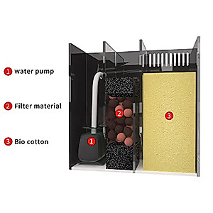 CFPATT Aquarium Square Starter Kit Ultra Clear Glass Rimless Low Iron Fish Tank with Rear Filtration Chamber for Beginners 5 Gallon