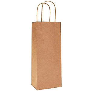 Bright Creations Kraft Paper Wine Gift Bags with Handles (Brown, 50 Pack)