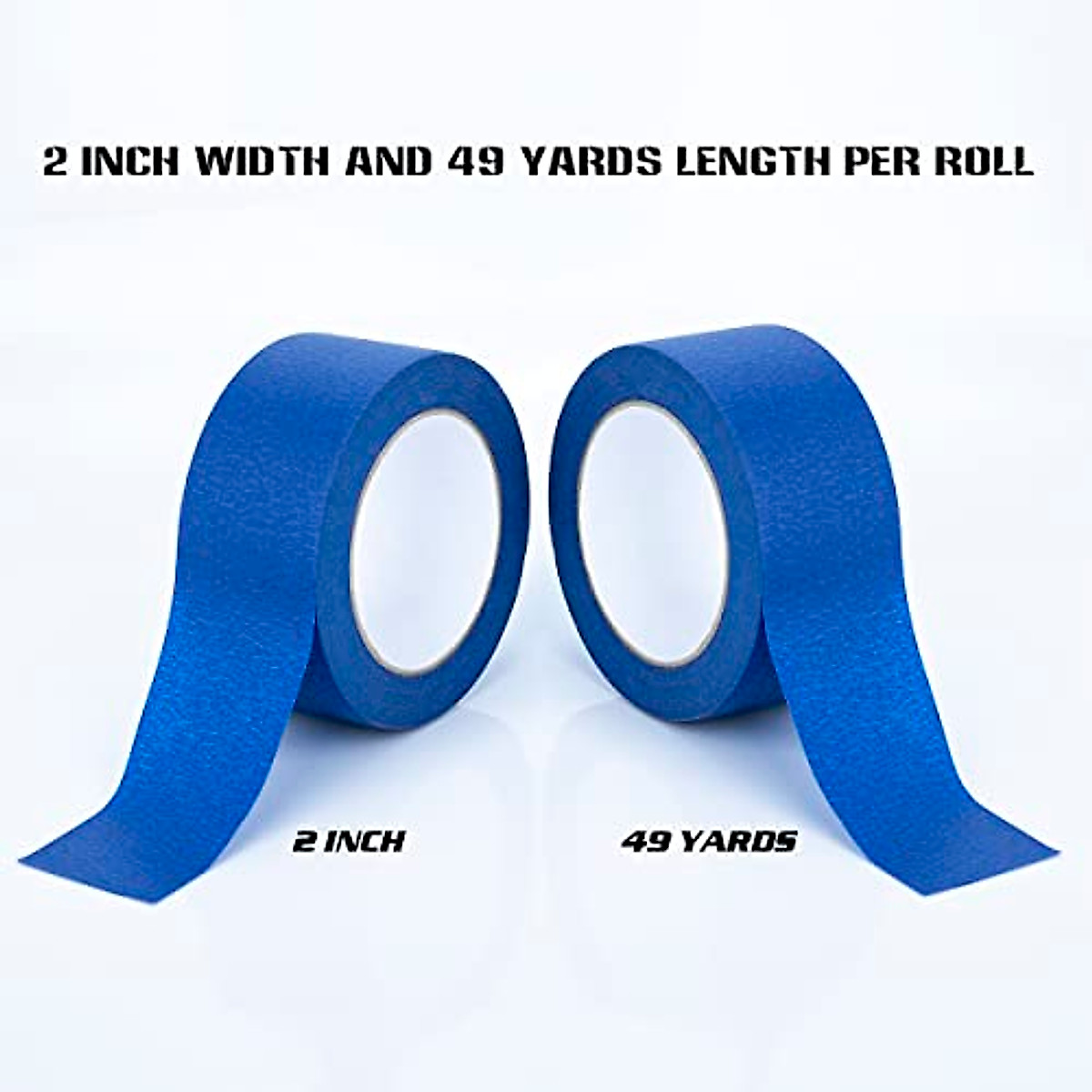 XUXU Blue Painters Tape, 2 Inch Blue Painters Masking Tape Bulk for Multi-Surface, Produce Sharp Lines, Residue-Free 196 Yards Total Blue Tape Set of 4 Rolls