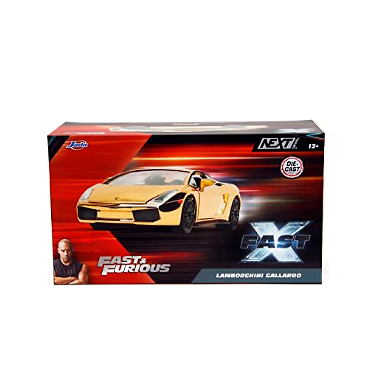 Fast & Furious 1:24 Lamborghini Gallardo Gold Chrome Die-Cast Car, Toys for Kids and Adults