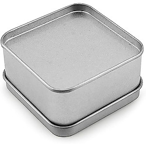 Cornucopia Square Silver Metal Tins w/View Window (12-Pack); Empty 1/2 Cup / 4-Ounce Capacity Clear Top Metal Boxes Great for Candles, Candies, Gifts