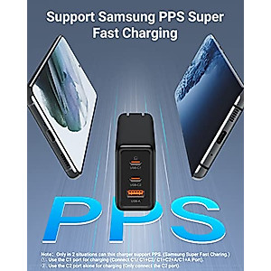 USB C Charger, 65W Fast Wall Charger, PD 3.0 Type C Charging Block Foldable Travel GaN Charger Adapter for iPhone 14/13/13 Mini/13 Pro, Samsung S22+/S22, MacBook Pro/Air, iPad, Laptops, Dell XPS 13