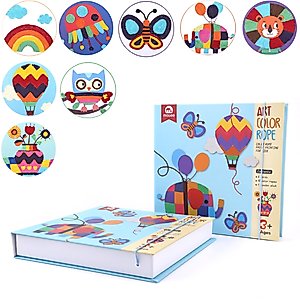Mobee Color Rope Paste Painting Sticky Mosaics Kids 8 Cards DIY Art Crafts Creative Educational Toys