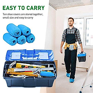 squish Shoe Covers Disposable Non Slip, 100 Pack (50 Pairs) Non Woven Fabric Boot Covers for Indoors Breathable Slip Resistant Durable Boot&Shoes Cover, One Size Fits All