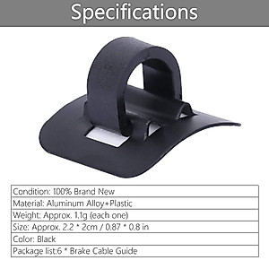 Keenso Bike Cable Hose Grips, Housing Hose Guide Mountain Road Mountain Bike Brake Cable Tube Guide Shifter Adapter Bicycle Frame C-Clips(6)