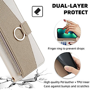 Arseaiy Wallet Case for Samsung Galaxy S9 Plus Flip Phone Case Cover with Crossbody Strap Magnetic Zipper Pocket Makeup Mirror PU Leather Shockproof with Kickstand Shell White