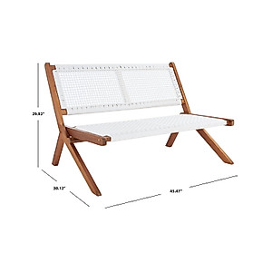 SAFAVIEH Outdoor Collection Kobina Natural Acacia Wood/White Rope Foldable Bench