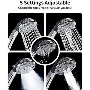 Ezelia High Pressure Shower Head with Pause Mode and Massage Spa, 5 Settings Handheld Showerhead Sprayer with 79" Stainless Steel Hose, Easy to Install, California Compliant 1.8 GPM