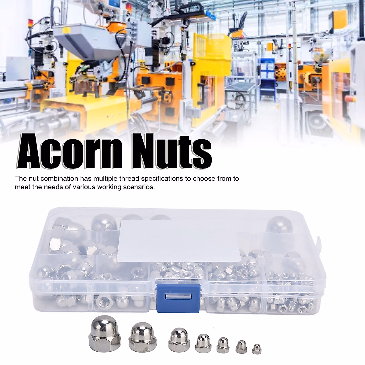 Acorn Cap Nuts, 304 Stainless Steel Acorn Hex Cap Nuts Locknuts for Industrial Machinery