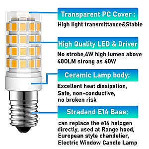 2-Pack E14 LED Bulb European Base 4W Turkish Light Bulb AC120V Electric Window Candle Lamp for Chandelier,Ceiling Fan,Pendant,Wall Sconce Fixtures 40W Equivalent Warm White 3000K