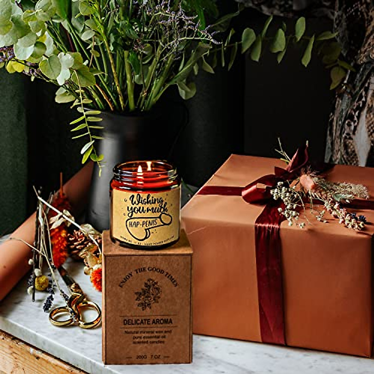 Funny Engagement Scented Candles Relaxing Lavender for Couples, New Weds (Wish You Much Happiness, 7 OZ / 200 Gram)