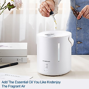 Naibsan Humidifiers for Bedroom, 2.8L Top Fill Cool Mist Humidifiers for Large Room, Quiet Ultrasonic Humidifiers with Essential Oil for Baby Nursery and Plant, Auto Shut-off & BPA-Free